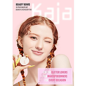 Kaja Beauty Bento Collection - Bouncy Eyeshadow Trio | 16 Peach Madeline | Nude Peach Tone | Vegan, Cruelty free