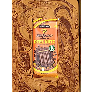 Feastables MrBeast Milk Chocolate Bars with Peanut Butter - Deez Nuts - Made with Grass-Fed Milk Chocolate and Organic Cocoa. Only 7 Ingredients, 10 Count