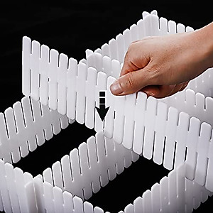 Foraineam 48Pcs Drawer Dividers, Adjustable DIY Grid Dividers White Storage Organizer Separator, Socks Underwear Scarves Makeup Drawer Organizer Divider for Dresser Bedroom Office Kitchen Storage