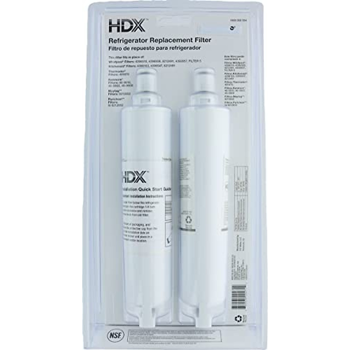 HDX FMW-2 Replacement Water Filter / Purifier for Whirlpool Refrigerators (2 Pack)