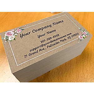 Custom Premium Business Cards 100 pcs Full color - Printed on Classic matte paper 14pt (114 lbs. 308gsm-) (Kraft-Floral)