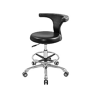 Nazalus Rolling Stool Task Chair Drafting Adjustable with Wheels and Backrest Heavy Duty for Office Kitchen Medical Dentist Shop Lab and Home(with Footrest)
