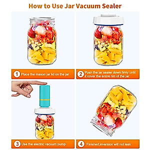 Mason Jar Vacuum Sealer, Electric Mason Jar Vacuum Sealer Kit, Vacuum Sealer for Regular and Wide Mouth Canning Jars, Includes Electric Vacuum Pump and Reusable Vacuum Food Storage Bags