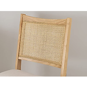 Powell Kasi Beige Rattan Cane Folding Foldable Dining Side Chair, Natural