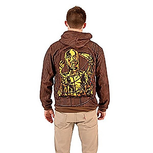 Star Wars Chewbacca & Threepio Fleece Zip Hoodie and Backpack (Small) Brown