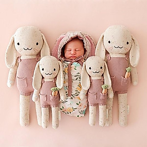 cuddle + kind Harper The Bunny Little 13" Hand-Knit Doll – 1 Doll = 10 Meals, Fair Trade, Heirloom Quality, Handcrafted in Peru, 100% Cotton Yarn