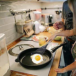 2Pack Nylon Fish Spatula, KSENDALO Slotted Egg Spatula with Stainless Steel Hollow Handle for Frying Flipping, Turning