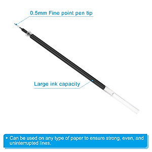 PATIKIL 0.5mm Ink Pen Refills Black, 50 Pcs Gel Pen Refills Ballpoint Pen Ink Fine Point for Pens Office Supplies, Black Ink