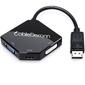 CABLEDECONN Multi-Function Big DisplayPort DP2 to HDMI VGA DVI Cable Converter Adapter