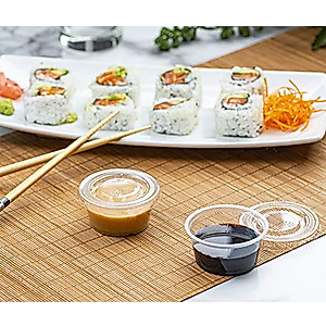 Plastimade Clear Disposable Plastic Portion Cups With Lids (200 Sets - 2 Oz) - Disposable Condiment Cups, Sauce/Dip/Dressing Cups, Souffle Cups & Jello Shot Cups With Lids | Great Sampling Container