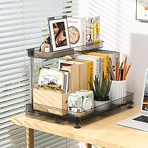 Fowooyeen Under Sink Organizer Storage: Kitchen Sink Organizer Pull Out 2-Tier Sliding Basket Drawer, Multi-Purpose Storage Shelf for Kitchen Bathroom (Black, 1 Pack)