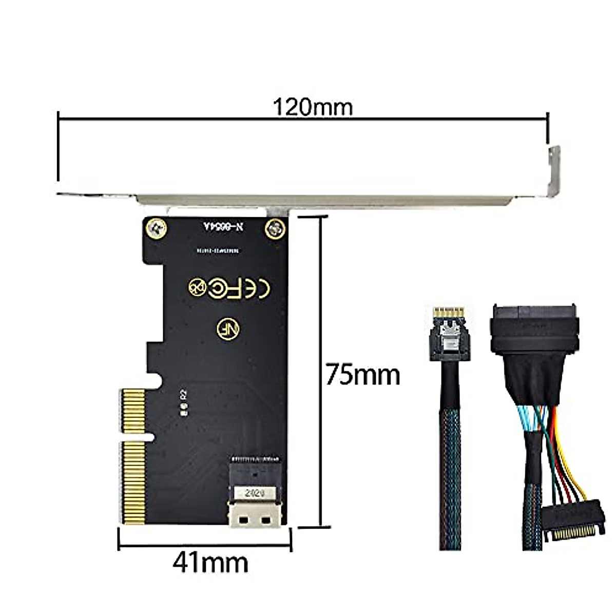 NFHK PCI-E 3.0 4.0 to SFF-8654 Slimline SAS Card Adapter and U.2 U2 SFF-8639 NVME PCIe SSD Cable for Mainboard SSD
