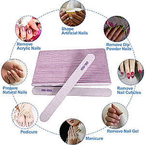 Nail File (25 Pcs), Emery Board Nail Files for Natural Nails and Acrylic Nails, Double Sided 100/180 Grit for Fingernail, Professional Reusable Washable Emery Board Manicure Pedicure Tool Gray
