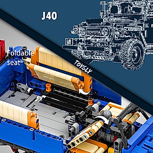 TOYSLY Off-Road Pickup J40 Land Cruiser MOC Technique Building Blocks and Engineering Toy, Adult Collectible Model Cars Kits to Build, 1:12 Scale Truck Model (2101 Pieces)