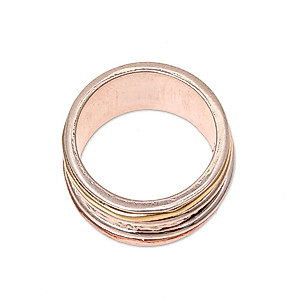 NOVICA Artisan handmade sterling silver spinner ring crafted india no stone meditation floral [Band width 10 mm W] ' exciting garden'