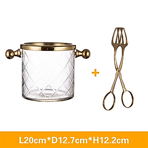 SOSSEG Ice Bucket, Ice Bucket, Handmade Glass ice Bucket with ice Clip Dining Table Cooler Wine Wine Rack ice Bucket Champagne can Cooler Wine Chiller Bucket
