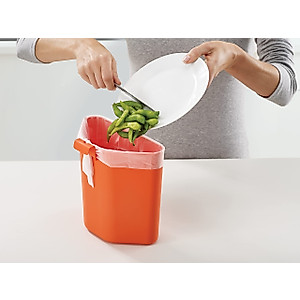 Joseph Joseph Stack 4 Liter/1 Gallon Food Waste Caddy with Odour Filter, Graphite & Joseph Joseph IW2 Biodegradable, Compostable Bags, Pack of 50 Food Waste Bin Liners (4 Liter), White