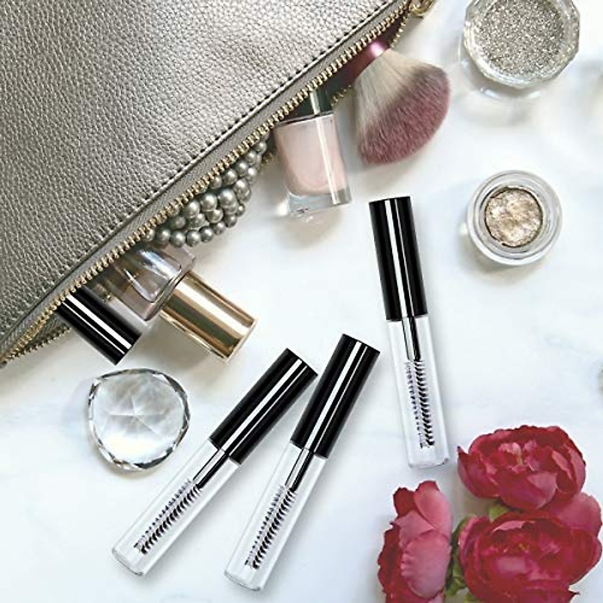 AHIER 20 pcs 4ML Reusable Empty Bottle Tube Container for Eyelash Growth Oil/Mascara with Brush for Home and Travel (20p)