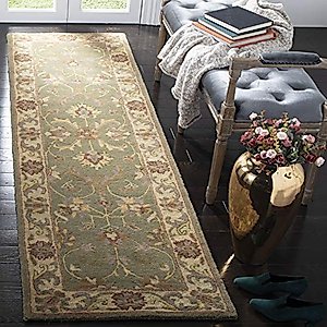 SAFAVIEH Heritage Collection 2'3" x 8' Green / Gold HG811A Handmade Traditional Oriental Premium Wool Runner Rug