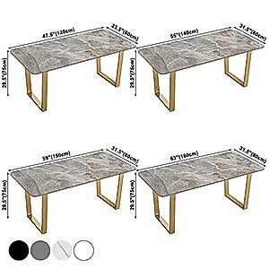 LAKIQ Modern Rectangle Dining Table Sintered Stone Small Apartment Kitchen Dining Room Table with Double Pedestal-Table Only (Gray, 55.1" L x 31.5" W x 29.5" H)