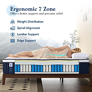King Mattress, DIGLANT 14Inch Hybrid Soft Medium Plush Memory Foam Mattress, King Size Mattress with 7-Zone Pocket Springs, Mattress in a Box for Supportive & Pressure Relief, CertiPUR-US Certified