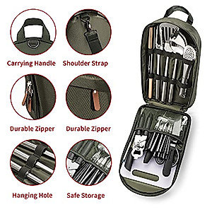 Portable Camping Kitchen Utensil Set-27 Piece Cookware Kit, Stainless Steel Outdoor Cooking and Grilling Utensil Organizer Travel Set Perfect for Travel, Picnics, RVs, Camping, BBQs, Parties and More