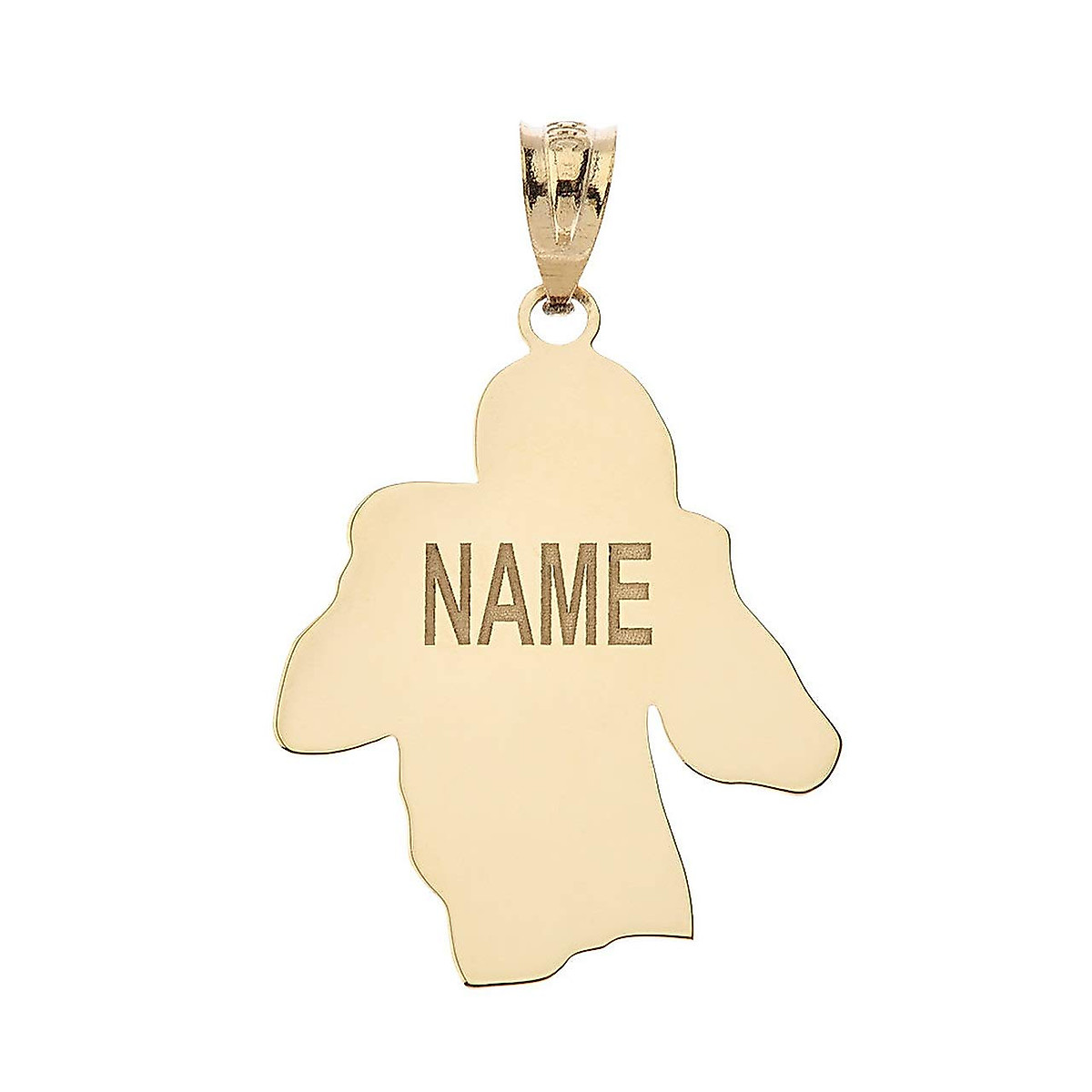 Sports Charm Certified 14k Yellow Gold Personalized Football Player Pendant with Your Name and Number