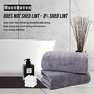 MOONQUEEN 2 Pack Premium Bath Towel Set - Quick Drying - Microfiber Coral Velvet Highly Absorbent Towels - Multipurpose Use as Bath Fitness, Bathroom, Shower, Sports, Yoga Towel (Grey)