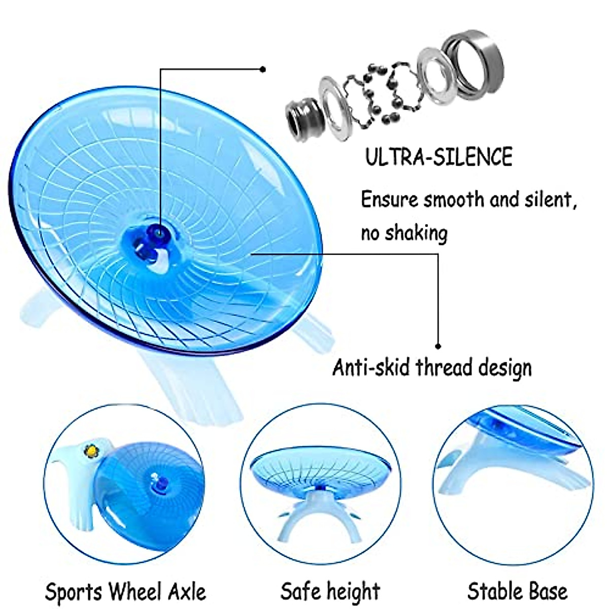 Hamiledyi Hamsters Flying Saucer Silent Running Exercise Wheels 10 Pcs Wooden Rainbow Gerbil House with Seesaw Small Animal Chew Toys for Teeth Care Molar Grass Cake Sweet Bamboo Snacks for Dwarf Mice