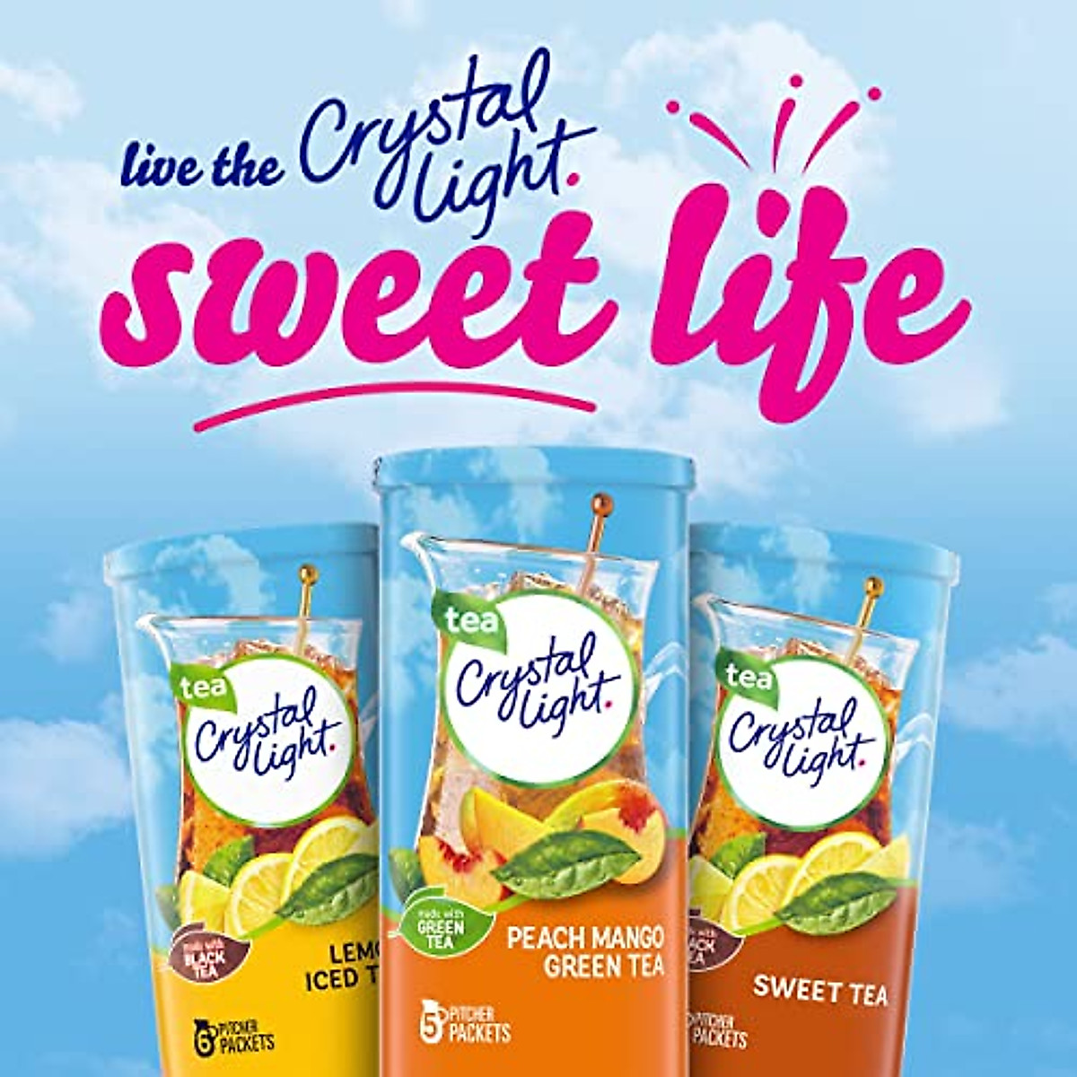 Crystal Light Sugar-Free Peach Mango Green Tea Naturally Flavored Powdered Drink Mix 60 Count Pitcher Packets