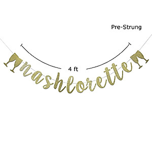 Nashlorette Banner for Nashville Bachelorette Party Decorations Pre-Strung Sign (Gold Glitter)