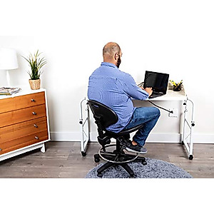 Mind Reader Rolling Adjustable Desk Laptop Workstation, Over Bed or Couch Table, White
