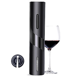 ManGotree Electric Wine Opener, Wine Bottle Opener with Foil Cutter, Wine Opener for Kitchen Storage, Battery Operated Corkscrew Wine Opener, Suit for Home Party Wedding etc. (Black)