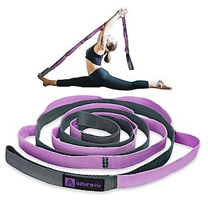 Premium Durable Cotton Stretch Strap with 10or12 Loops, Non-Elastic Yoga Strap for Stretching, Multi-Loop Fitness Stretch Band for Physical Therapy, Yoga, Pilates&Dance