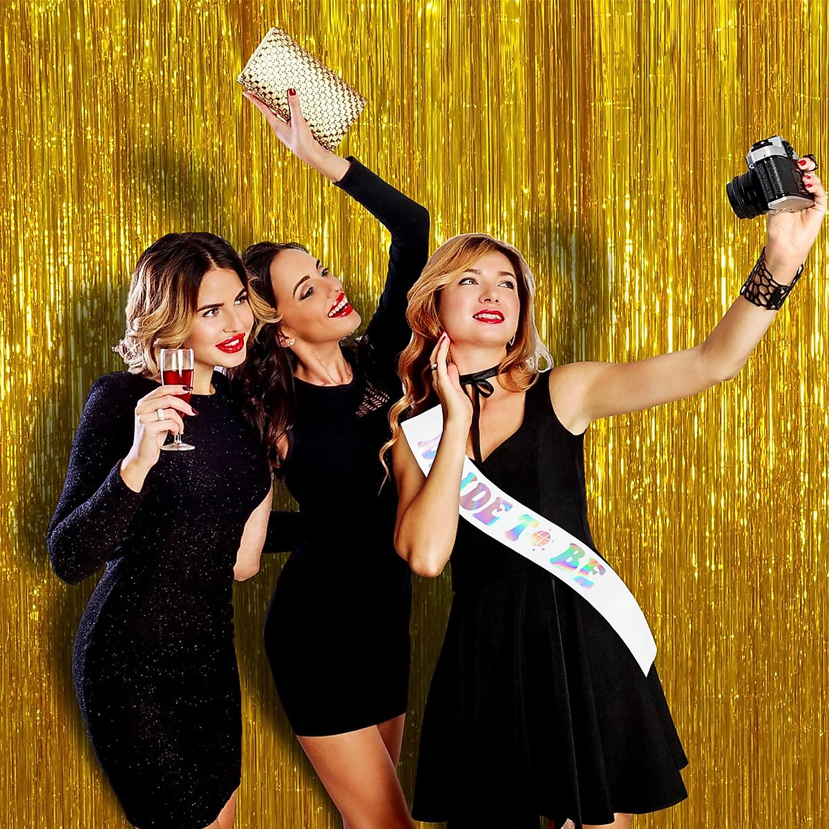 SKJIAYEE Bride to Be Iridescent Sash, Bachelorette Party Sash Decorations for Hen Party Bridal Shower Engagement Wedding Party, Glitter Iridescent White Sash for Bride - Bachelorette Favor