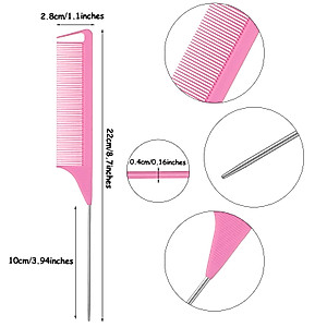 Magnetic Wrist Sewing Pincushion Wrist Magnetic Pin Holder Wristband Pin Cushion Holder with 3 Pieces Stainless Steel Pintail Comb Rat Tail Comb for Hair Clips Sewing, Daily Hand Sewing (Rose Red)