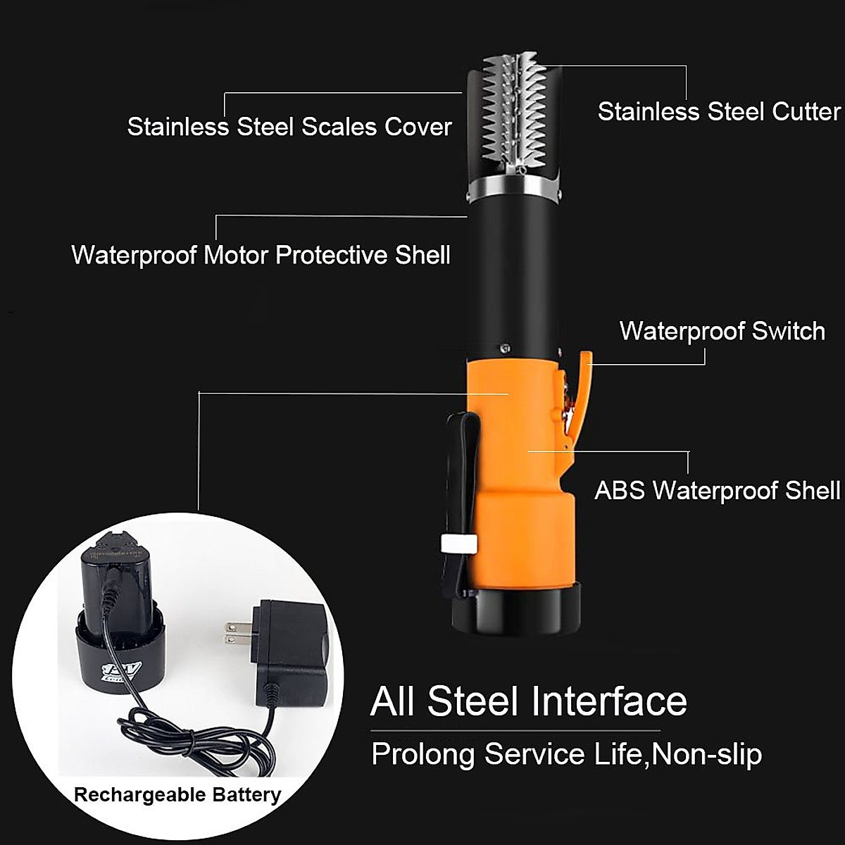 Speder Electric Fish Scaler Fish Scale Remover Scraper Cleaner Cordless Portable Waterproof Tool Built with Powerful Motor and Replaceable Rechargeable Battery for Fish