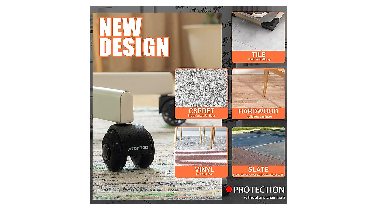 ATOMDOC Office Chair Caster Wheels - Heavy Duty & Safe