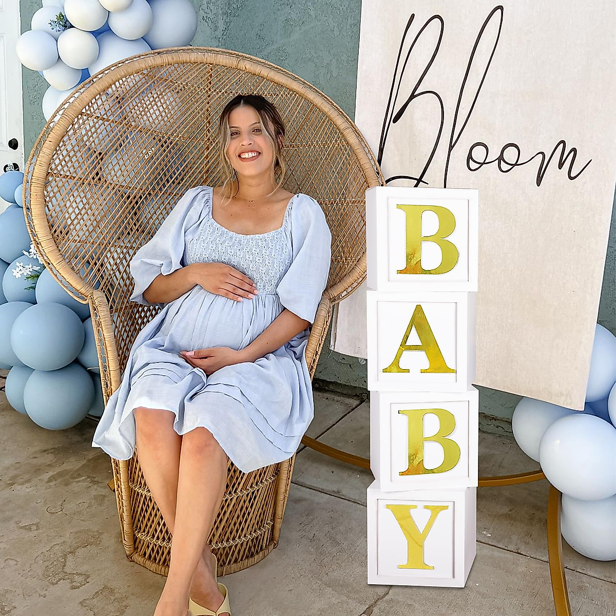 Baby Shower Decorations Baby Balloon Boxes Blocks with 30 Letters for Boy Girl 1st Birthday, Teddy Bear Baby Shower, Bridal Shower, Gender Reveal Party Decoration by QIFU