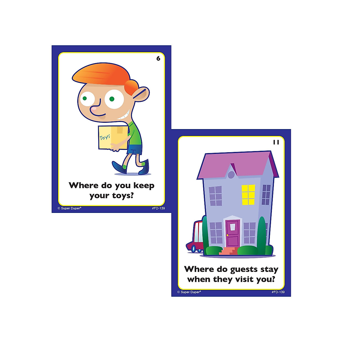 Super Duper Publications | WH Questions at Home Fun Deck | Communication and Social Skills Flash Cards | Educational Learning Products for Children