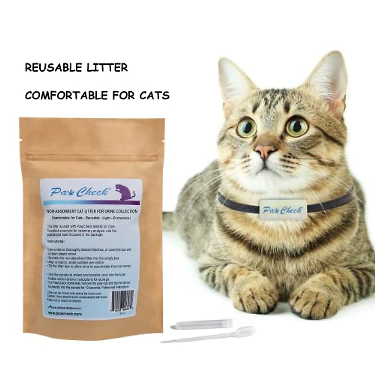 PawCheck Cat Litter for Urine Collection - Reusable and Non-Absorbent Cat Urine Collection Home Kit Intended to Monitor Cat Health