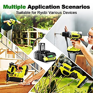 2Pack 3.0AH P102 P190 Replacement for Ryobi 18V Battery + P117 Charger for Ryobi Battery 18V Lithium P108 P107 P104 P105 P102 P103 for Ryobi 18V Lithium Battery Charger with 260051002 P117 P118 P113