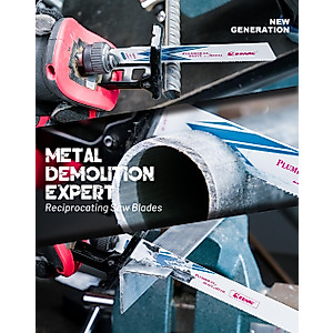 EZARC 25 Pack Bi-Metal Cobalt Reciprocating Saw Blades for Heavy Metal Cutting Sabre Saw Blades 12-Inch 14TPI R1226PM+