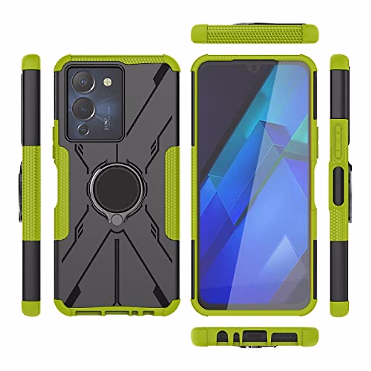 Elubugod Case for Infinix Note 12 G96 Cell Phone Case,Case for Infinix Note 12 G96 X670 Case 360 Degree Rotating Bracket Phone Cover Green