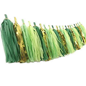 ZGjoy Tissue Paper Tassels Paper Tassels Garland Banner Table Decor Party Tassels Banner Wedding Birthday Baby Shower Nursey Party Decorations Supplies (20, Green Set)