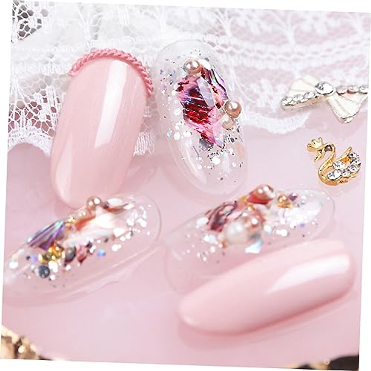 FOMIYES 9 Boxes Nail Glitter Flakes Nail Art Sticker Nail Encapsulation Accessories Manicure Stickers Manicure Accessories Nail Drill bits Nail Stamper Nail Gel Flake 3D Carapace Charm