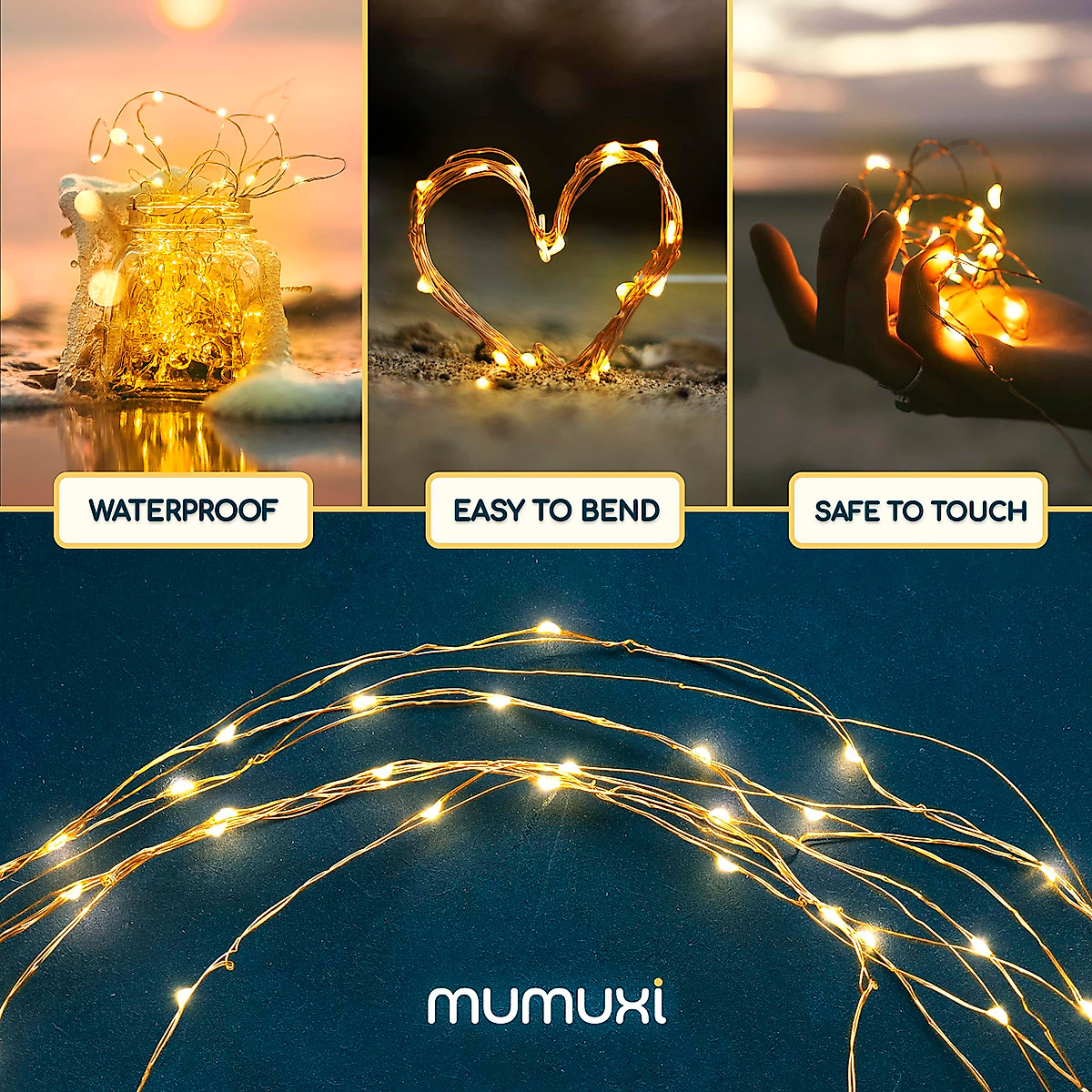 MUMUXI LED Fairy String Lights Battery Operated [20 Pack], 3.3ft 20 Mini Fairy Lights Powered Party Wedding Centerpiece Decorations Crafts Mason Jar Firefly Lights, Warm White