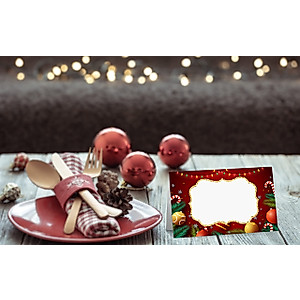 Place Cards for Christmas Party, Editable Name Place Cards, Seating Place Cards for Tables, Tent Style Cards for Wedding, Dinner Party or Any Occasion, Easy Folding, Pack of 25 Escort Cards(A11)