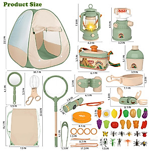 CIUGEO 48 PCS Kids Camping Set with Tent, Pop Up Tent with Camping Gear for Kids Play Tent Indoor Outdoor Pretend Play Set for Toddler Boys Girls Age 3-6