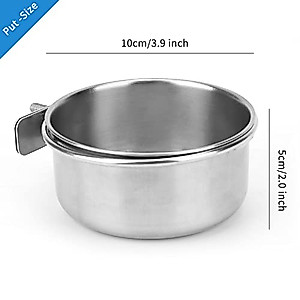 2pcs VVNIAA Stainless Steel Bird Bowls with Clamp, Durable Water Bowl, Feeding Cups, Chinchilla Food Bowl, Bird Dishes for Cage, Bird Cage Feeders and Waterers